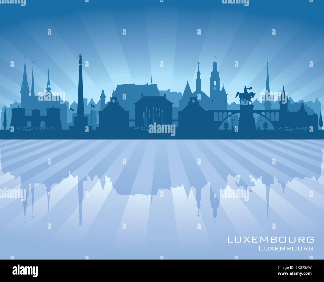 Luxembourg city skyline vector silhouette illustration Stock Vector ...