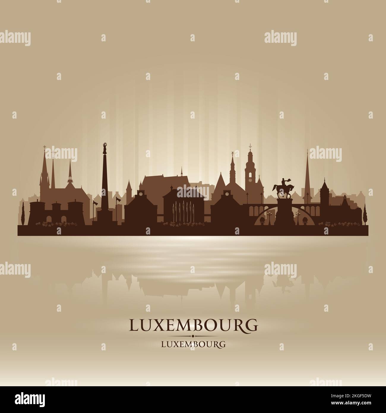 Luxembourg city skyline vector silhouette illustration Stock Vector ...