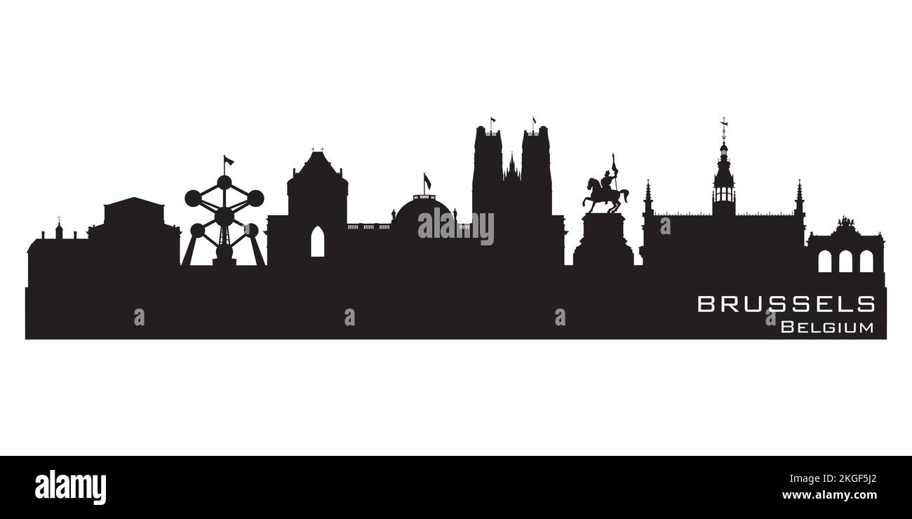 Brussels Belgium city skyline Detailed vector silhouette Stock Vector ...