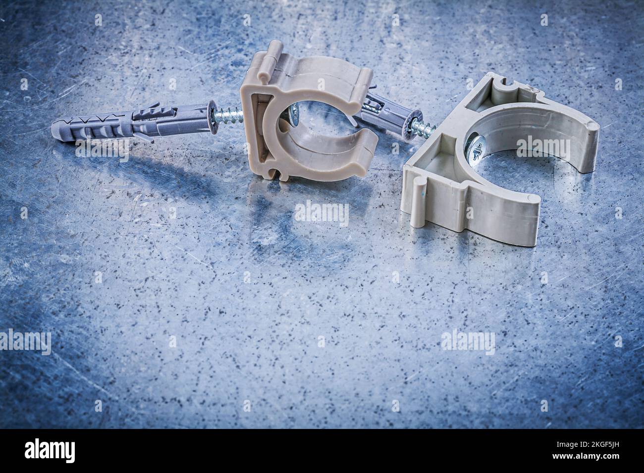 Set of water pipe fixtures on metallic background construction concept ...