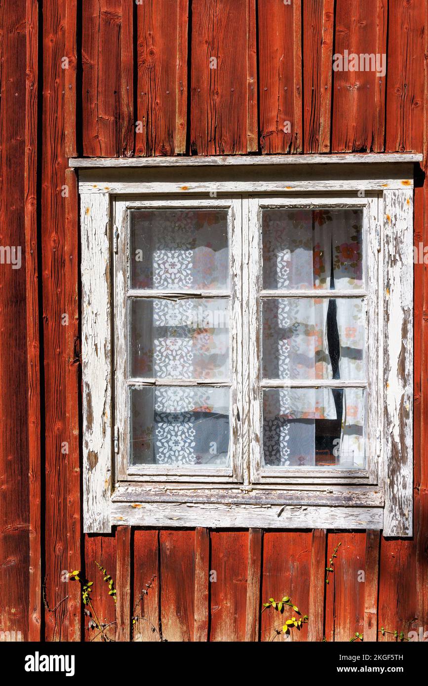 Window on a red old cottage Stock Photo - Alamy