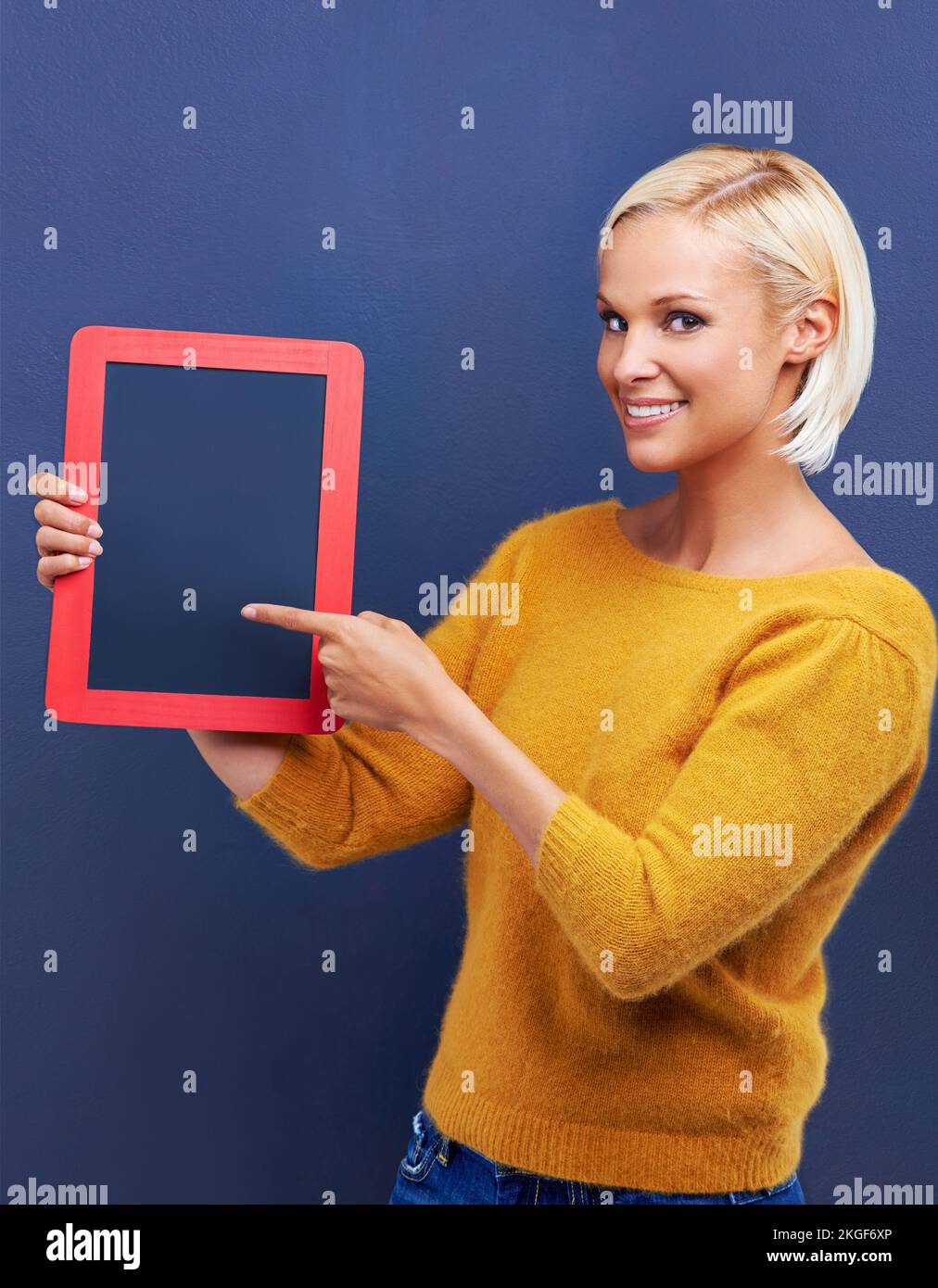 Young woman blank frame hi-res stock photography and images - Alamy