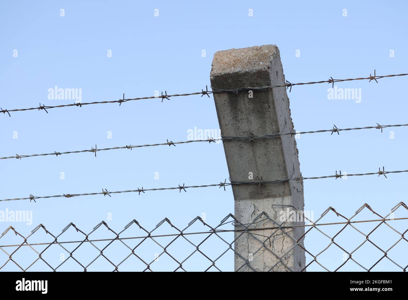Security barbedwire fence, wire with clusters of short, sharp spikes on ...