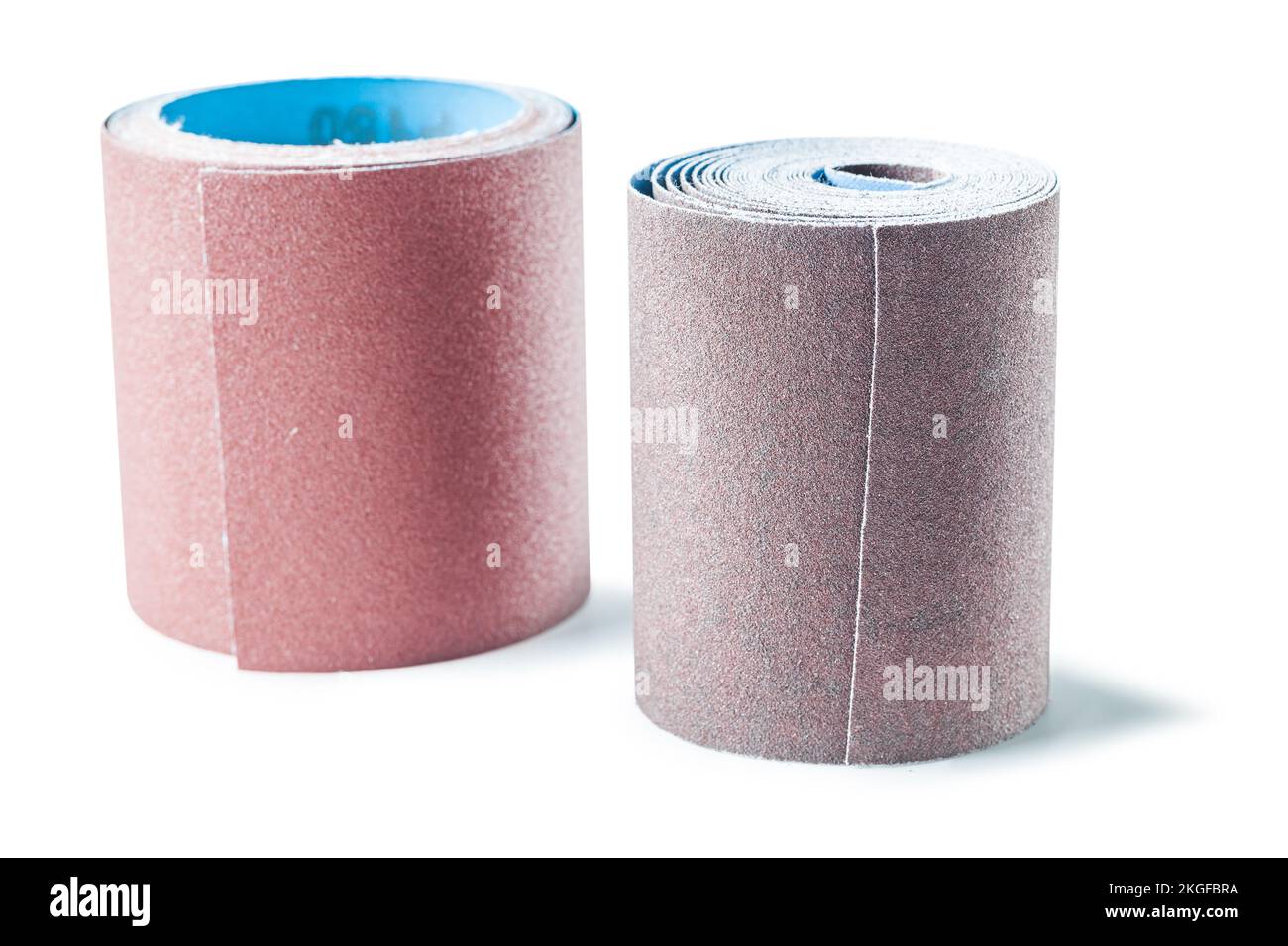 two big rools of sandpaper isolated woodworking tools Stock Photo - Alamy