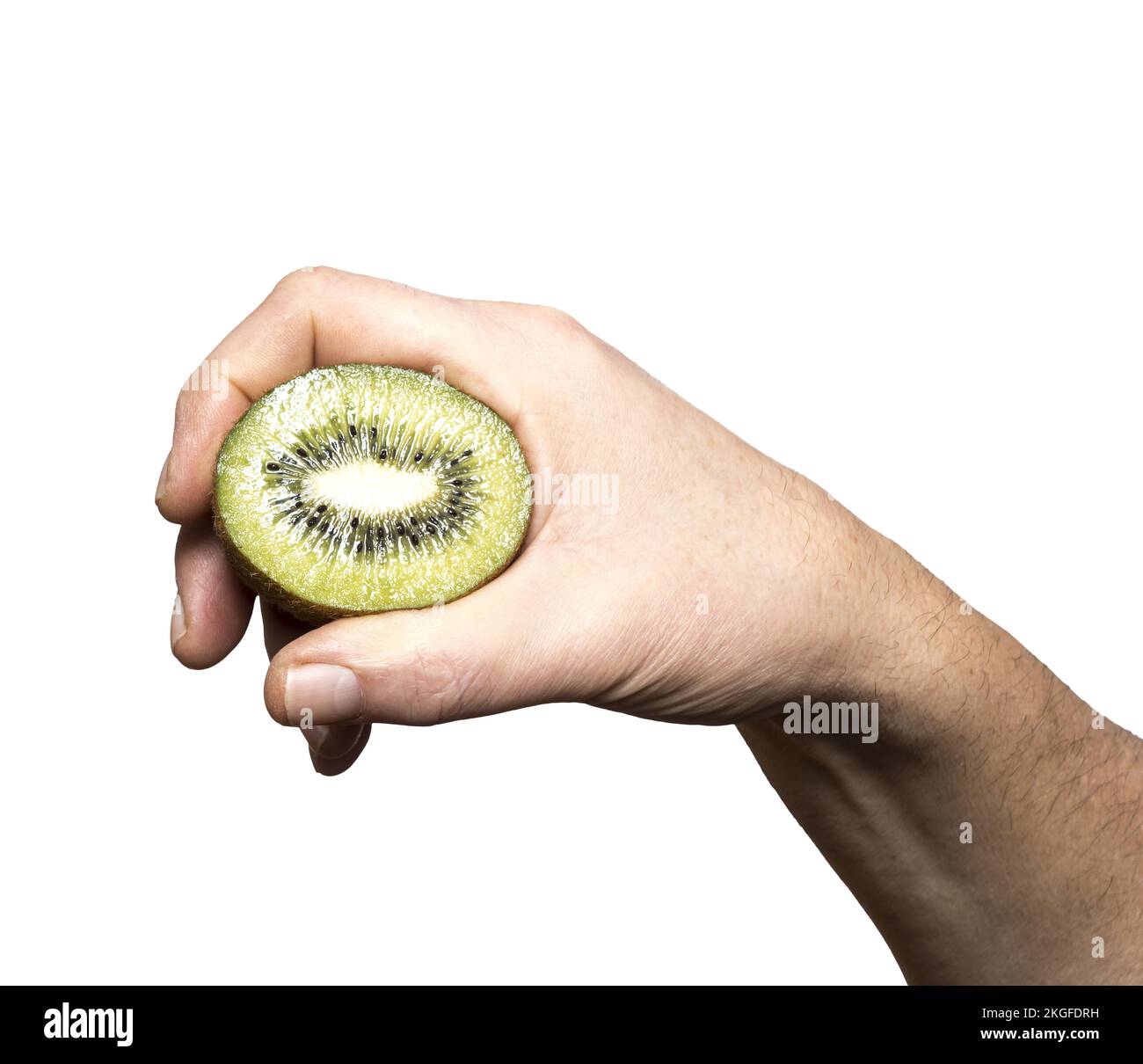 a kiwi cut in hand on a transparent background Stock Photo - Alamy