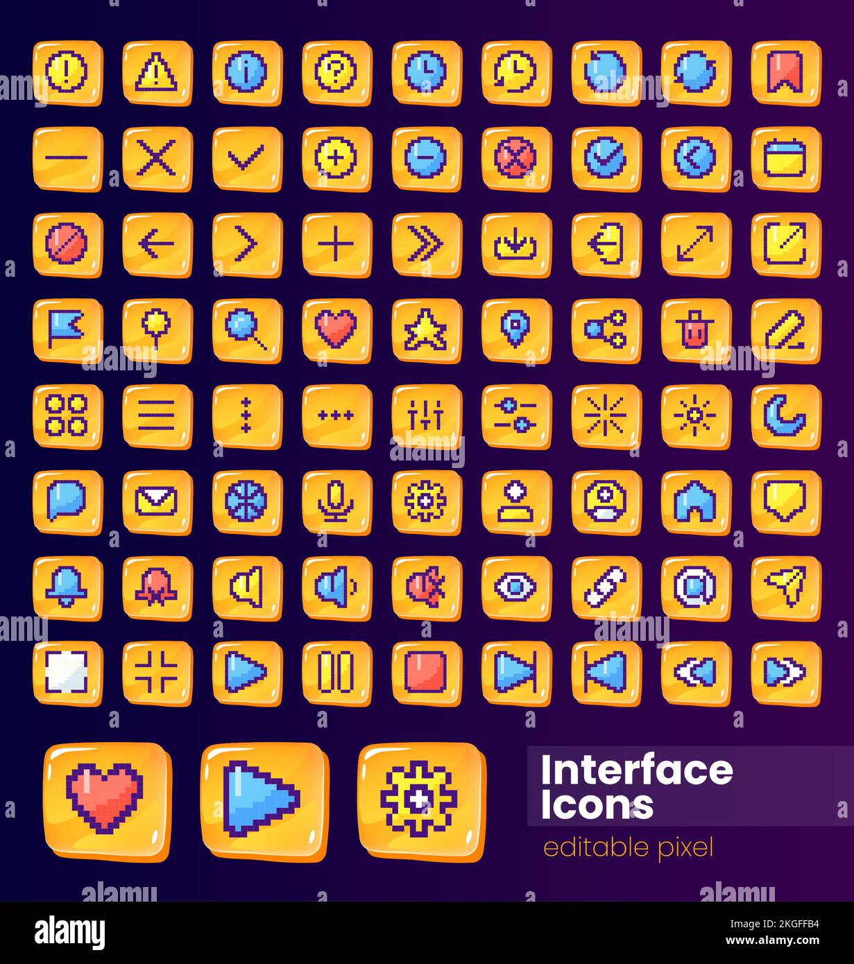 Website glossy ui button with pixelated color icon big set Stock Vector Image & Art - Alamy