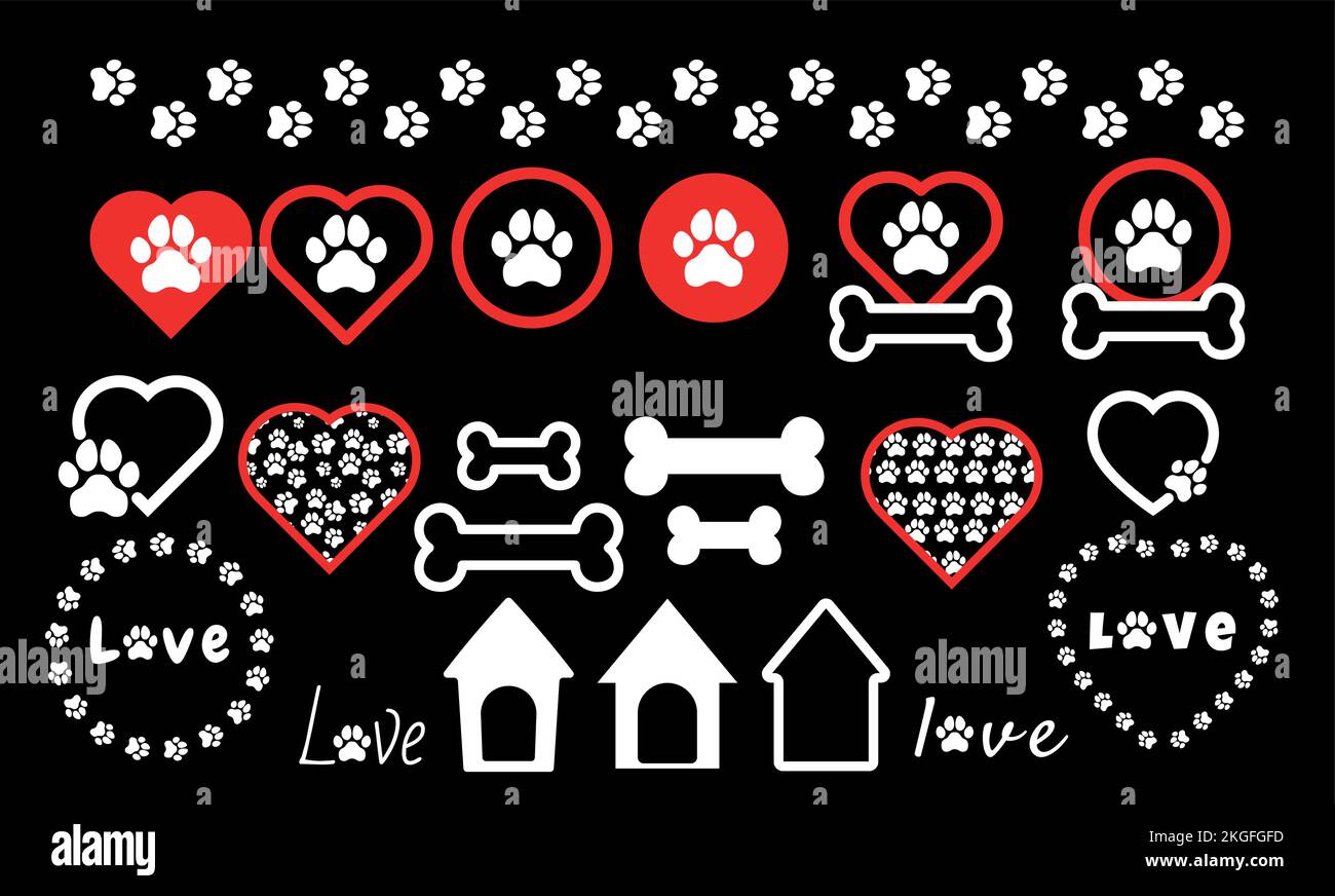 Dog Puppy pet Paw Silhouette. Icons set Stock Vector Image & Art - Alamy