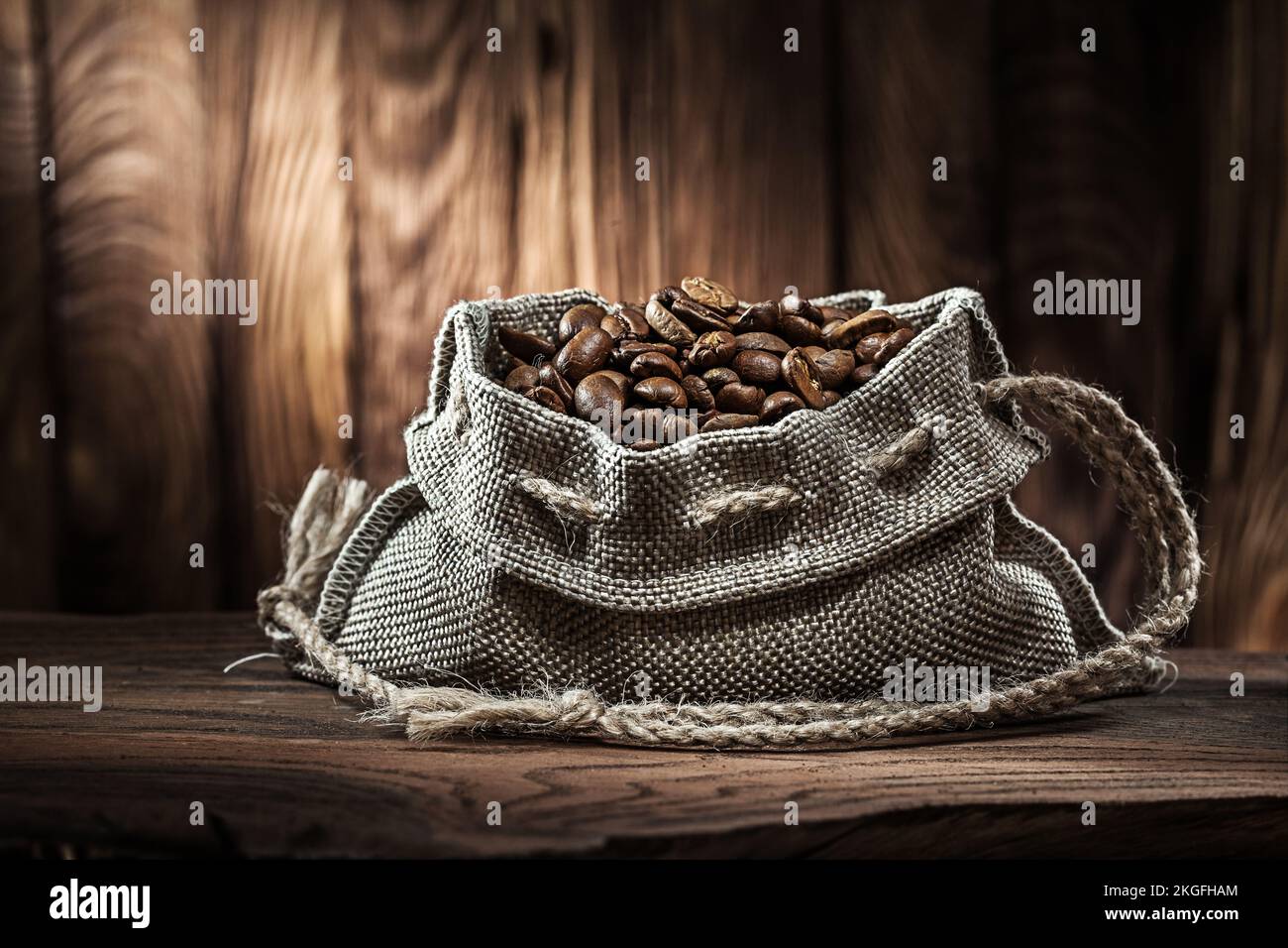 vintage vith coffee beans sack on old wood desk and wooden background1 ...