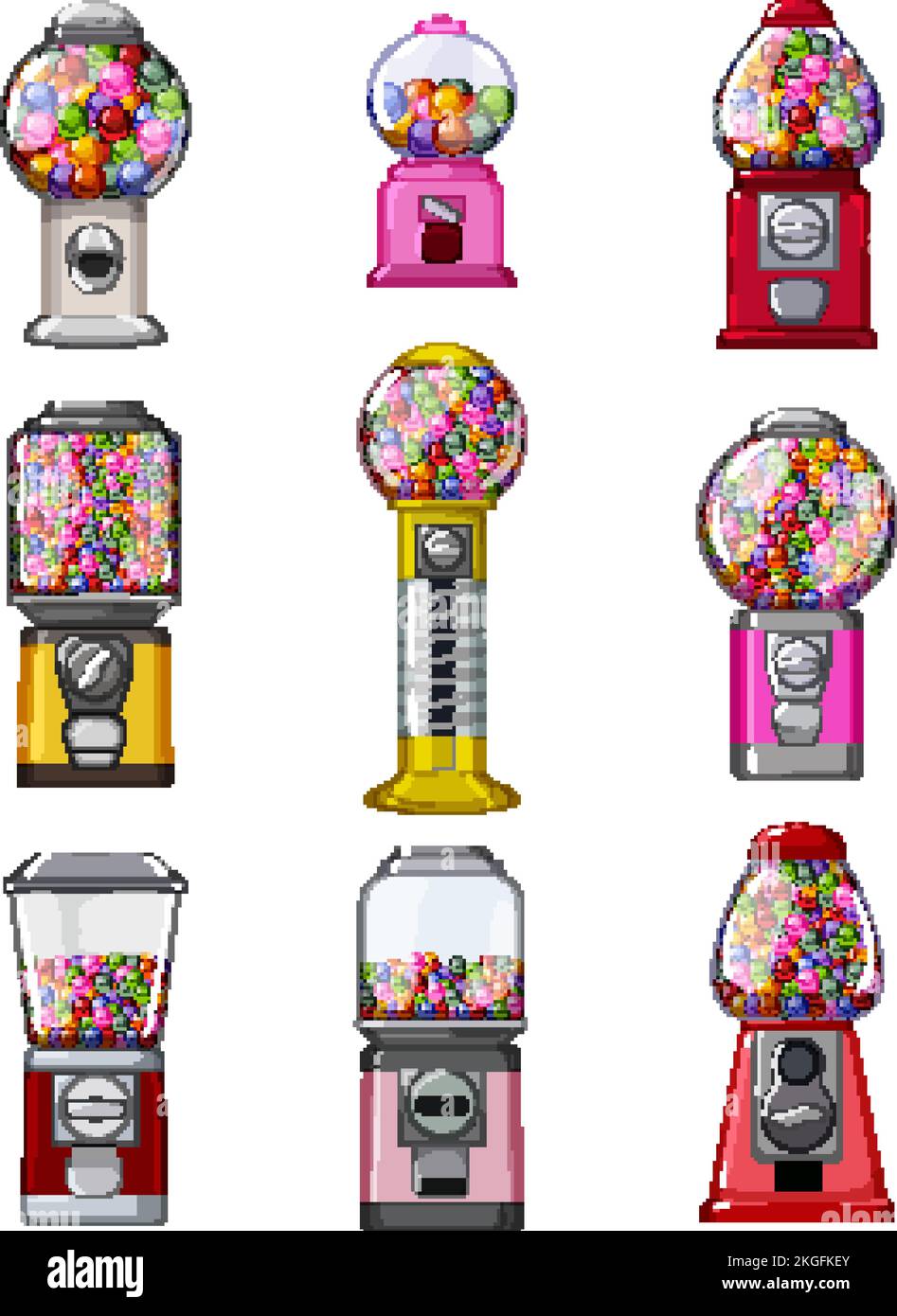bubblegum machine set cartoon vector illustration Stock Vector Image ...