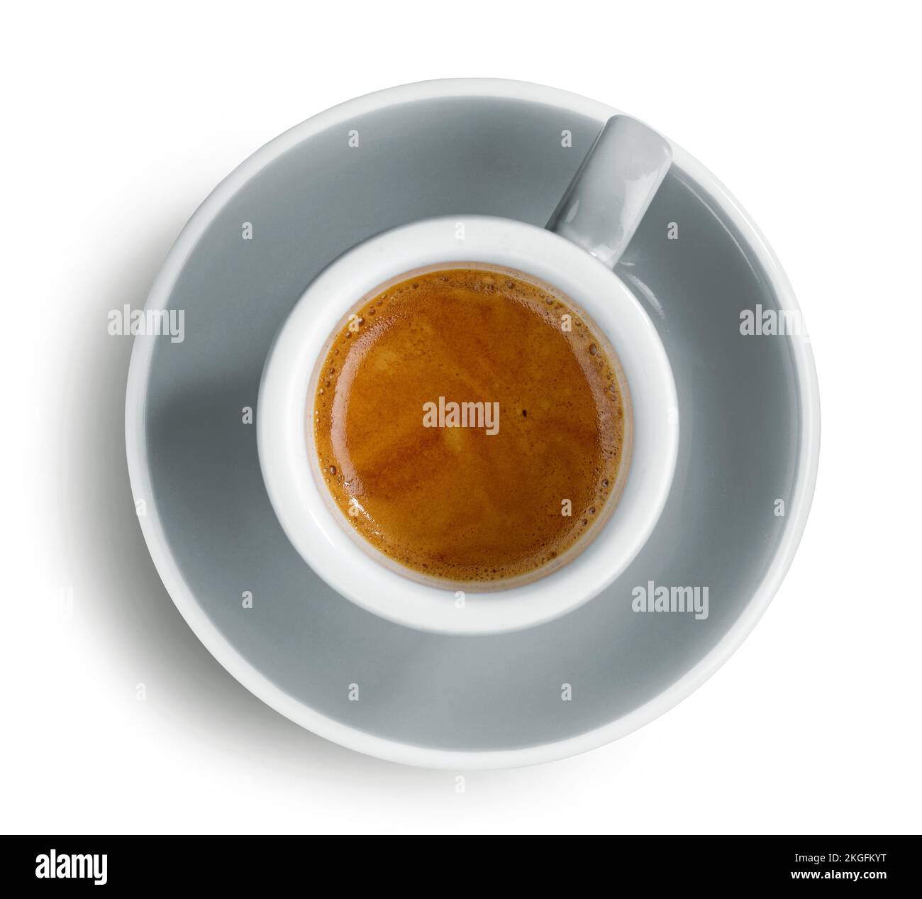 cup of espressoo coffee isolated on white background, top view Stock ...