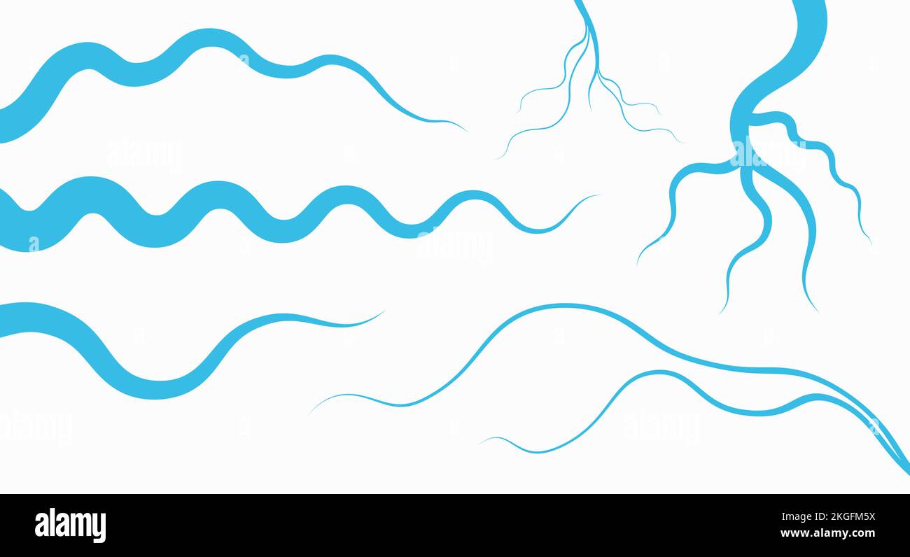 Bending wobbling river bed set, meandrous rivers, stream or creek ...