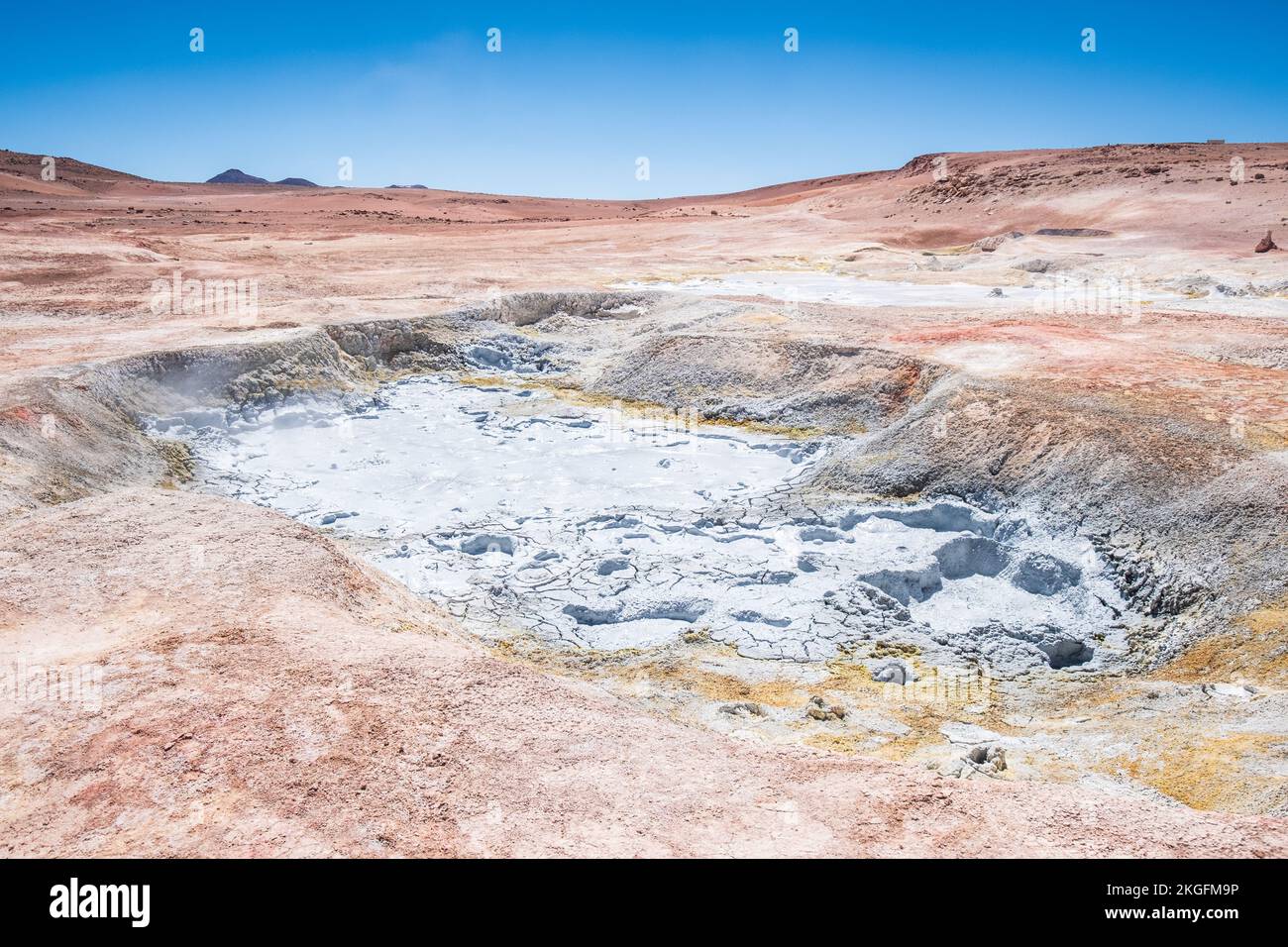 Volcanic mud pool in Sol de Mañana (Morning Sun) Geothermal Area in ...