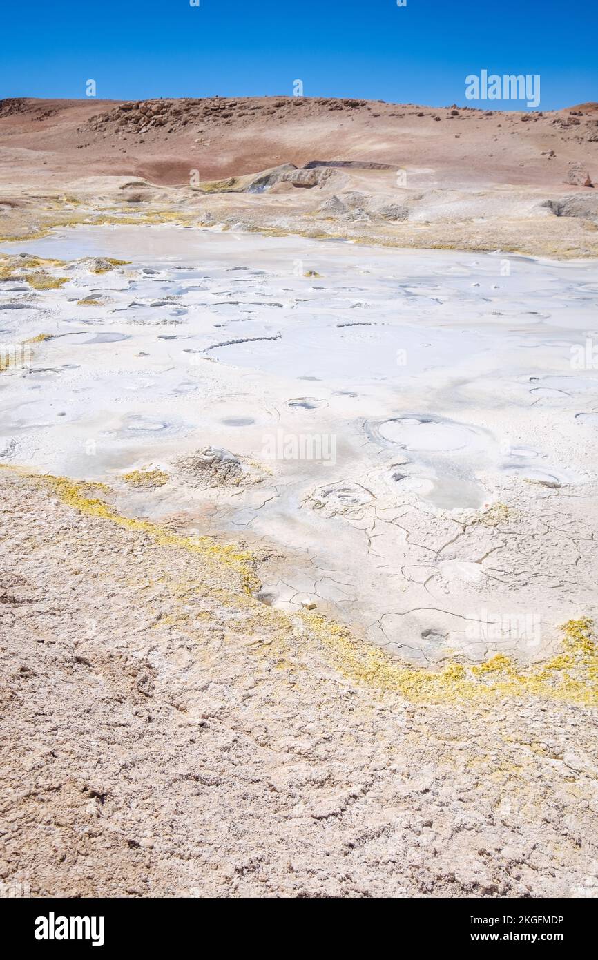 Volcanic mud pool in Sol de Mañana (Morning Sun) Geothermal Area in ...
