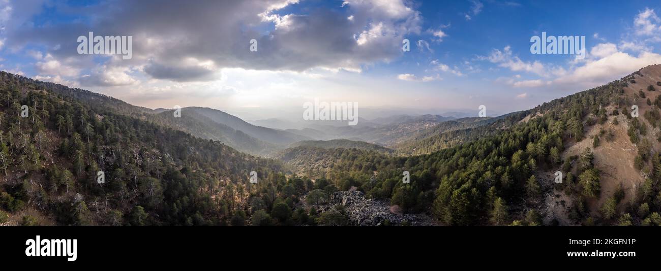 Troodos forest mountains panorama, Cyprus Stock Photo - Alamy