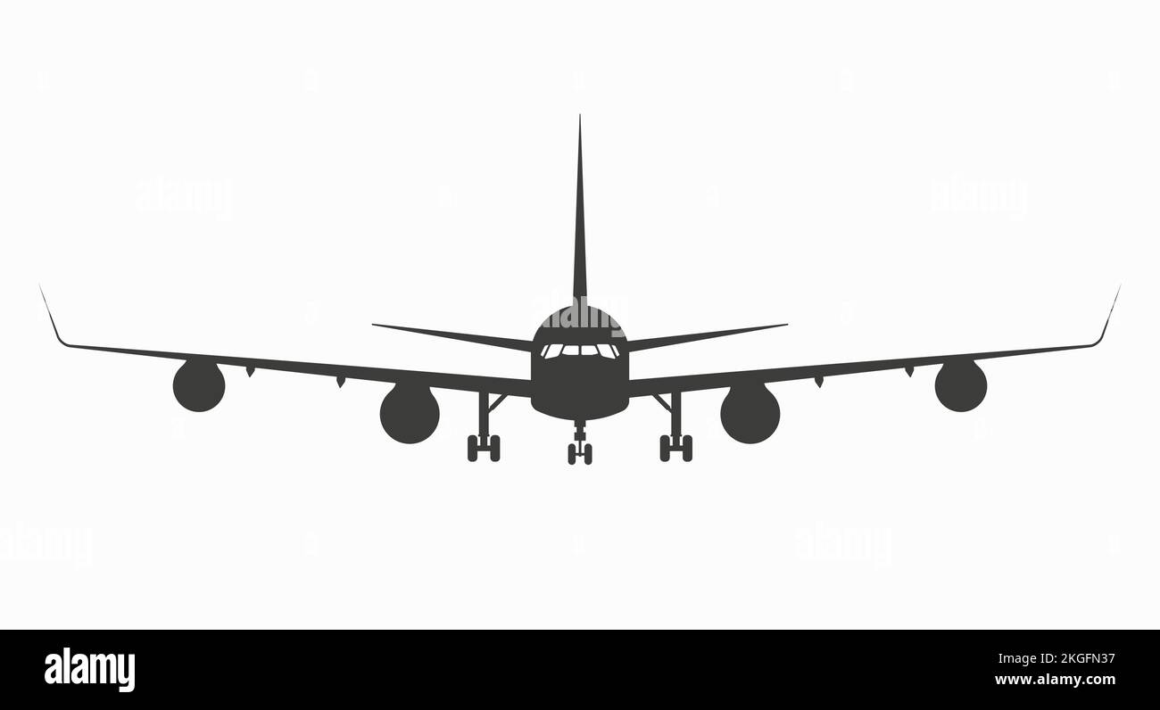 Jet airplane icon, aircraft front view. Flat vector illustration ...