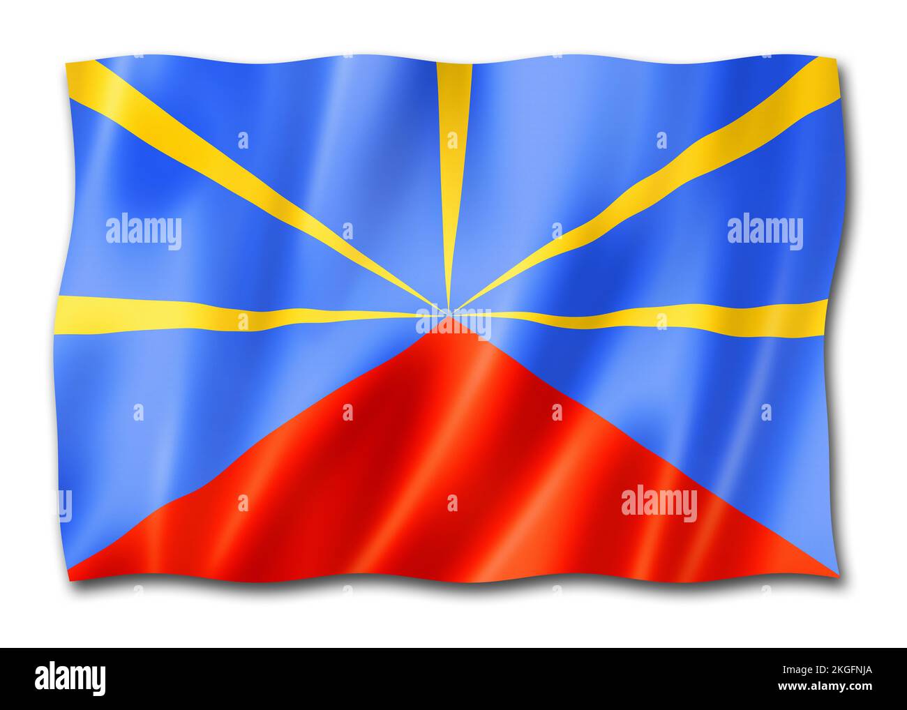 Reunion flag, Overseas Territories of France. 3D illustration Stock ...