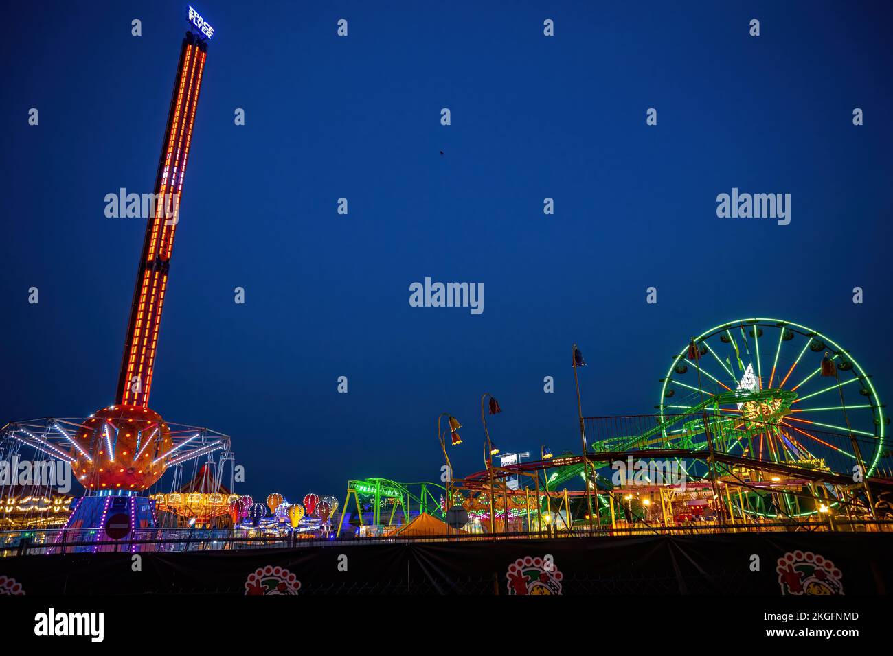 Bukit Jalil, Malaysia - Aug 16, 2022 Euro Fun Park fun fair at night ...