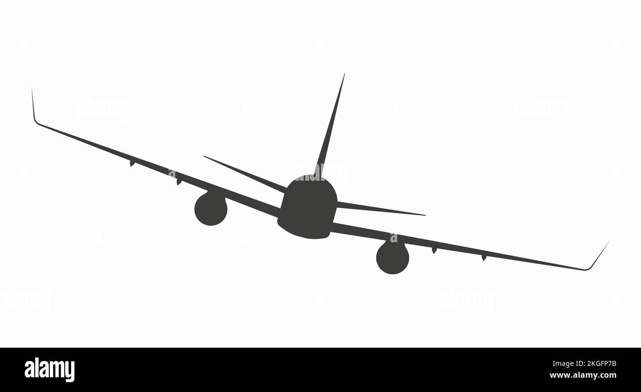 Jet airplane icon, aircraft back view. Flat vector illustration ...