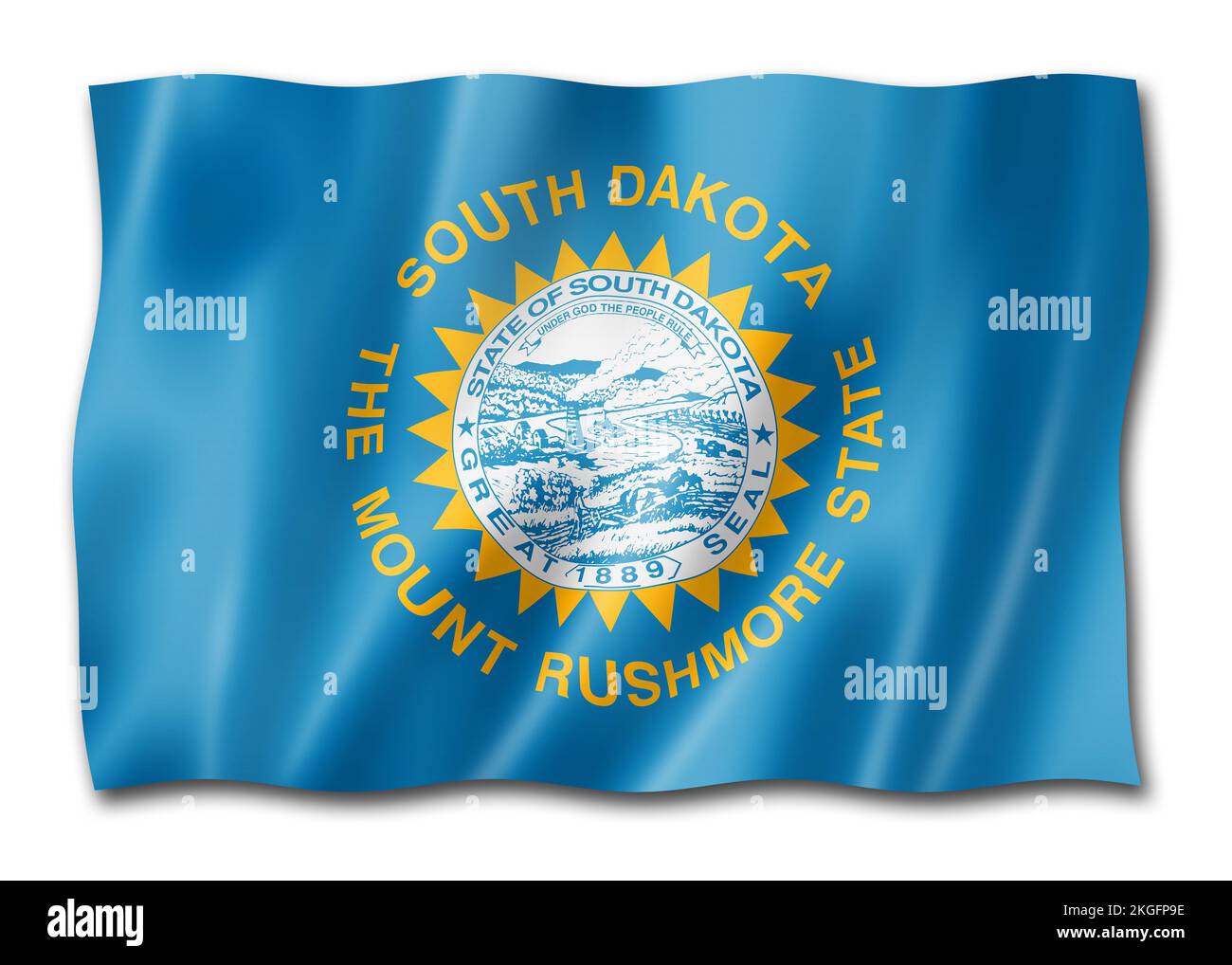 South Dakota flag, united states waving banner collection. 3D ...