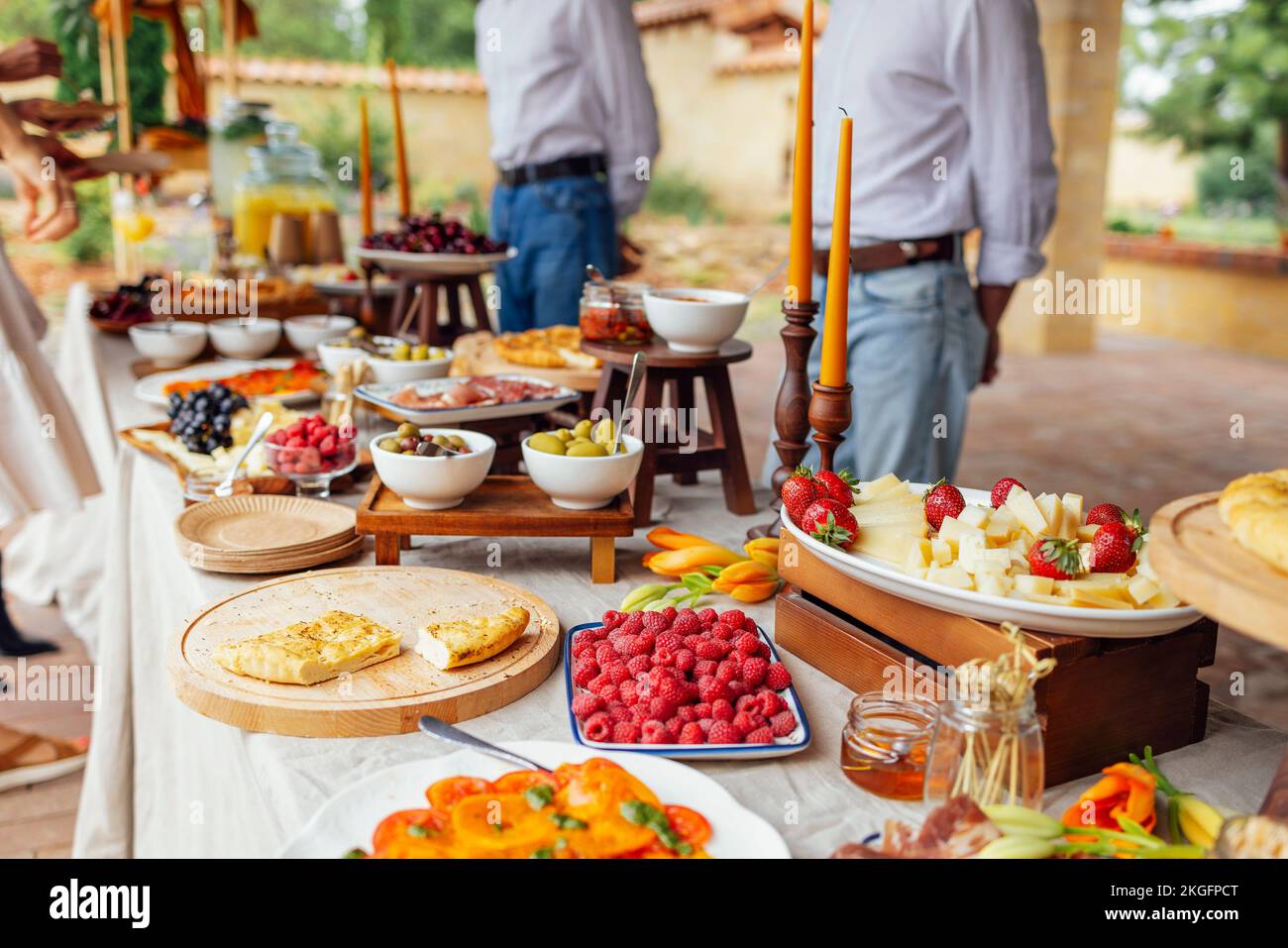 Backyard barbeque party at summer, elegant decoration, luxury catering ...