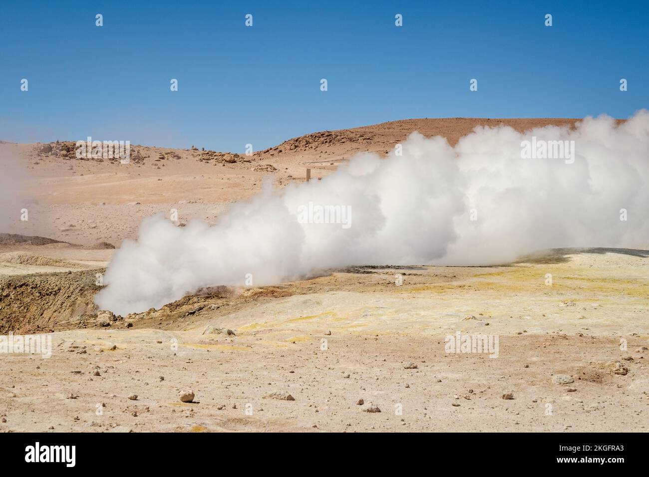 Column of steam from a geyser in Sol de Mañana (Morning Sun) Geothermal ...