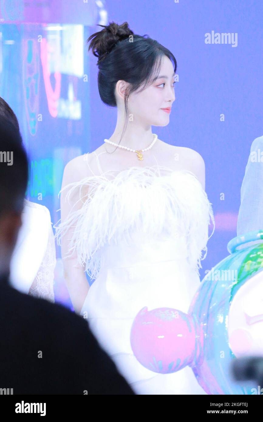 Chinese actress Zhu Xudan attended an activity in Wuhan City, central ...