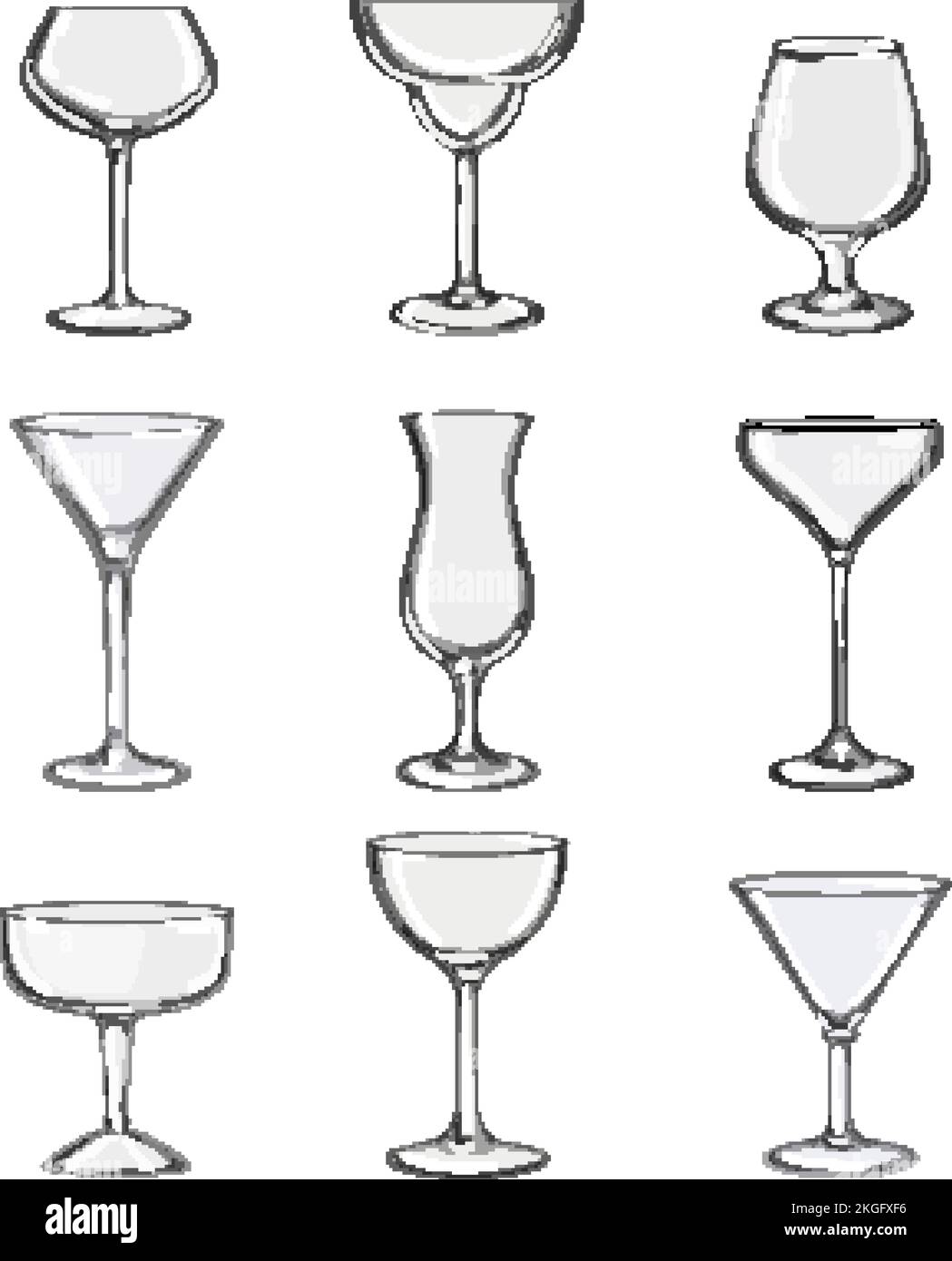 cocktail glasses set cartoon vector illustration Stock Vector Image ...