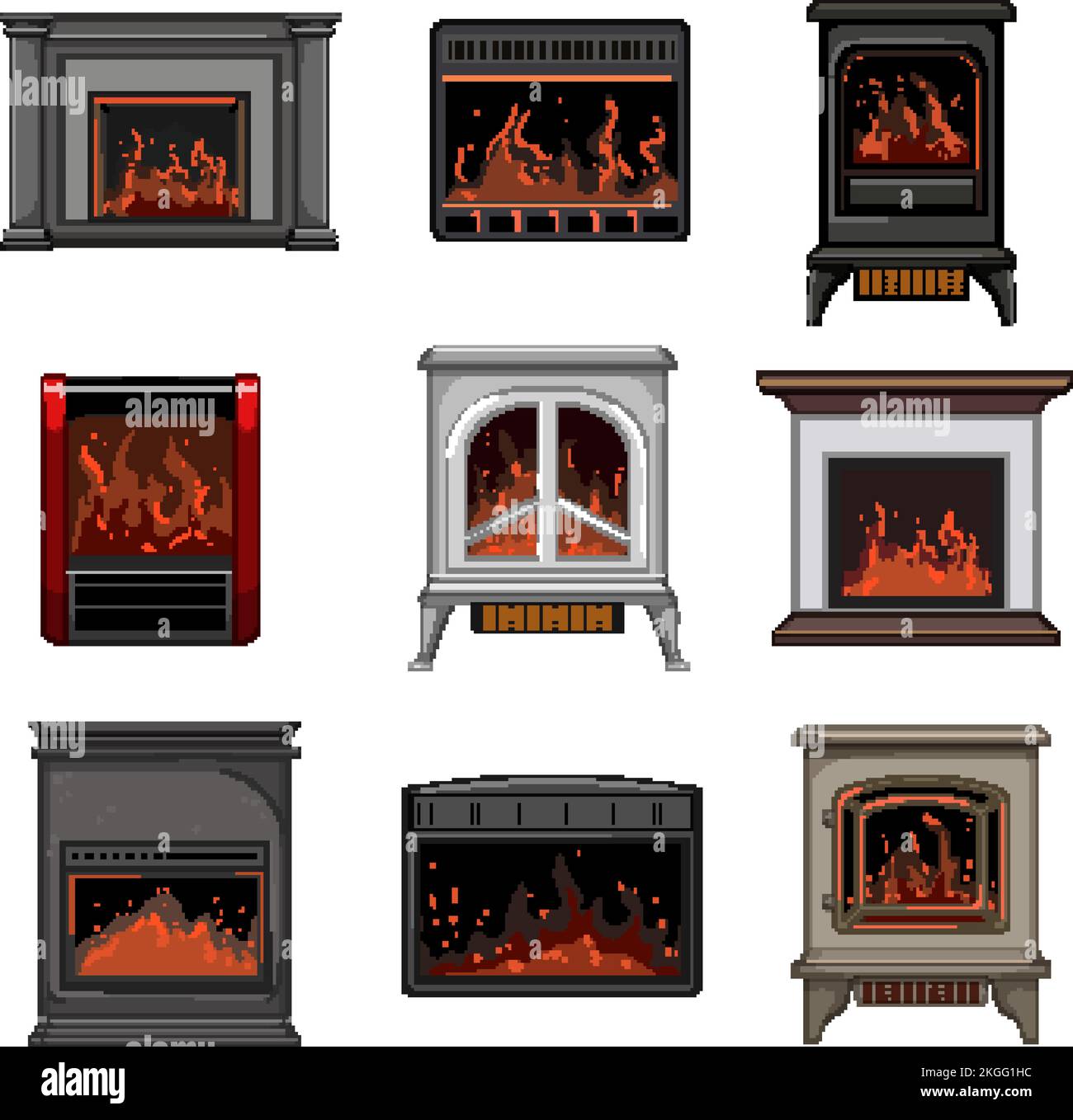 fireplace set cartoon vector illustration Stock Vector Image & Art - Alamy