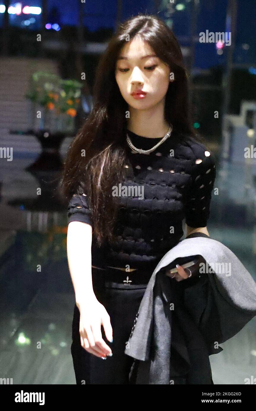 In this unlocated photo, Chinese singer Shan Yichun wore black hollow ...