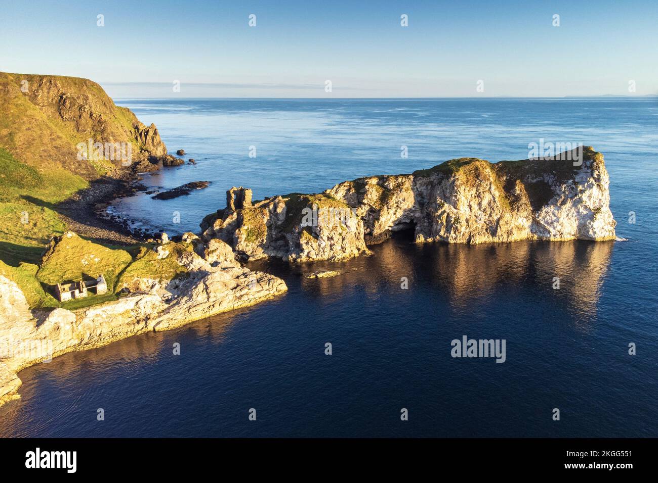 Kinbane Castle at Sunrise, Causeway coast, Northern Ireland Stock Photo ...