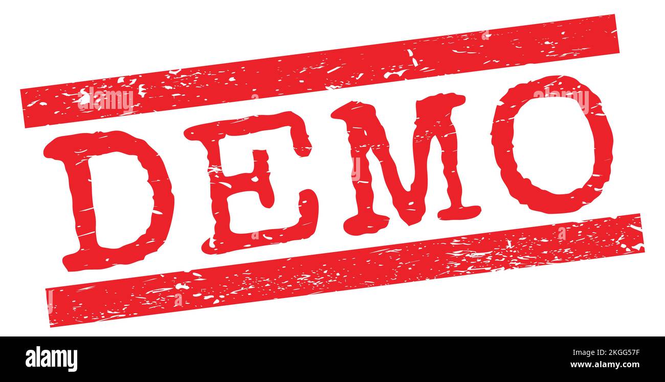DEMO text written on red grungy lines stamp sign Stock Photo - Alamy