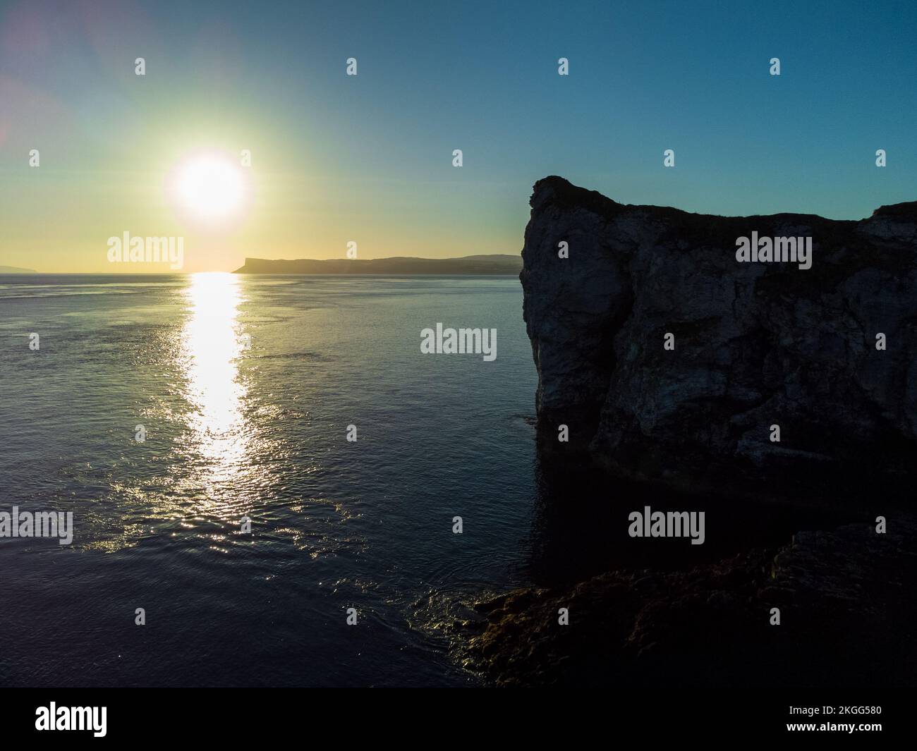 Kinbane Castle at Sunrise, Causeway coast, Northern Ireland Stock Photo ...