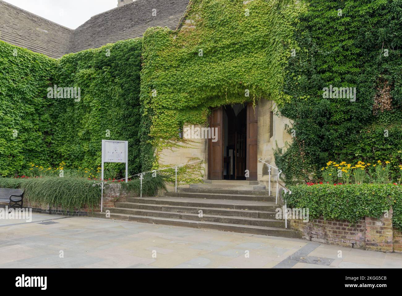 Entrance to the Public Library in Kettering, Northamptonshire, UK ...