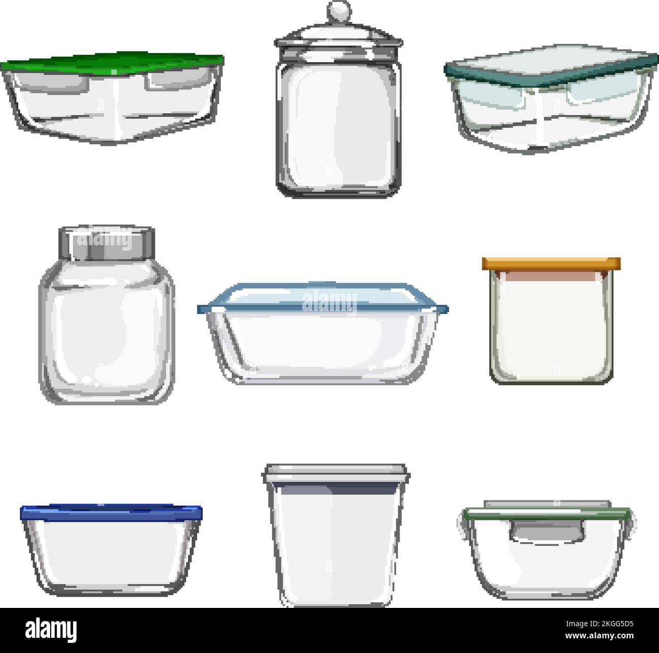 glass container set cartoon vector illustration Stock Vector Image ...