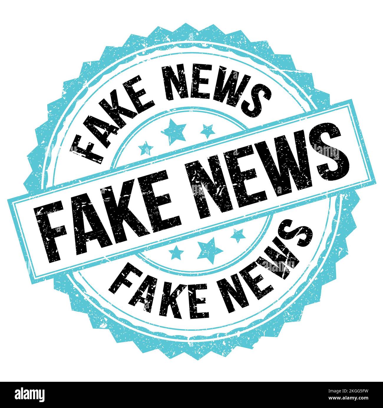 FAKE NEWS text written on blue-black round stamp sign Stock Photo - Alamy