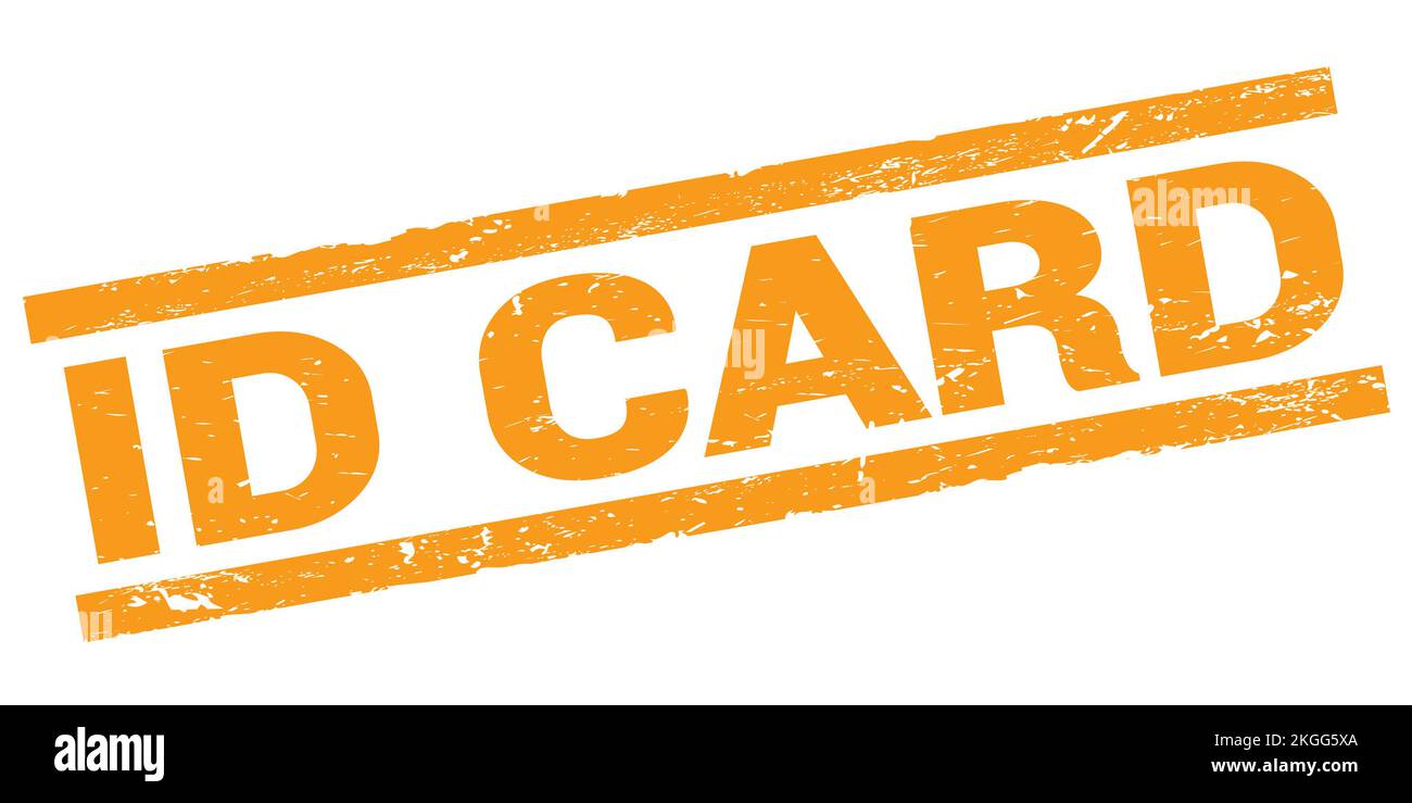 ID CARD text written on orange rectangle stamp sign Stock Photo - Alamy