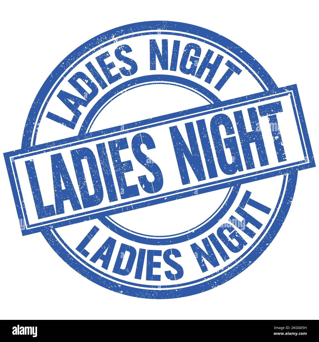 LADIES NIGHT text written word on blue round stamp sign Stock Photo - Alamy