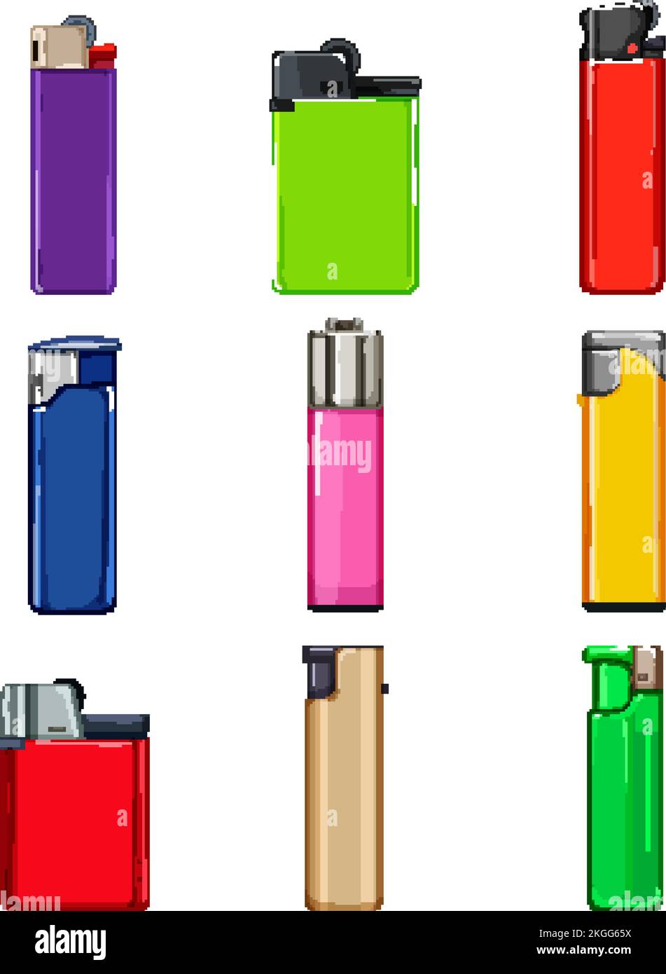 lighter fire set cartoon vector illustration Stock Vector Image & Art ...