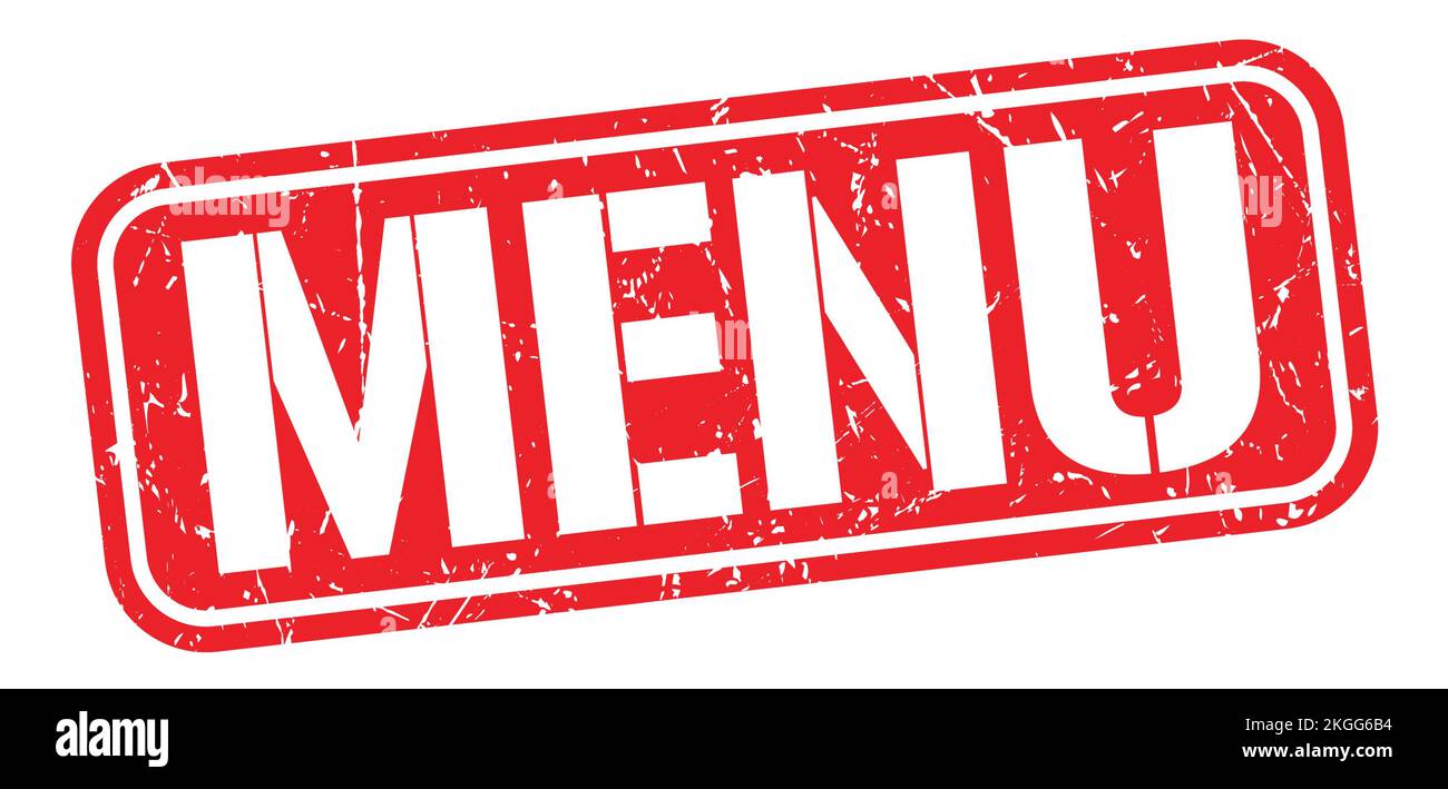 MENU text written on red grungy stamp sign Stock Photo - Alamy