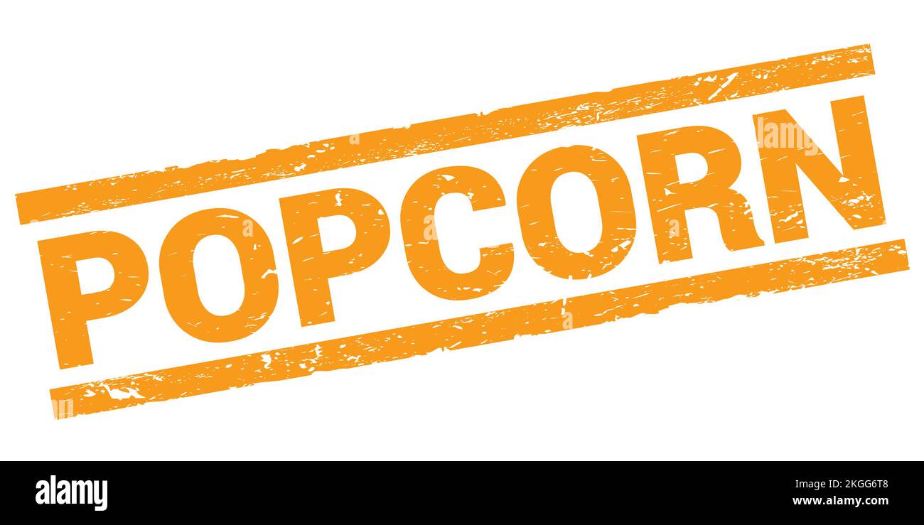POPCORN text written on orange rectangle stamp sign Stock Photo - Alamy