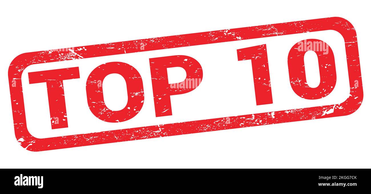 TOP 10 text written on red rectangle stamp sign Stock Photo - Alamy