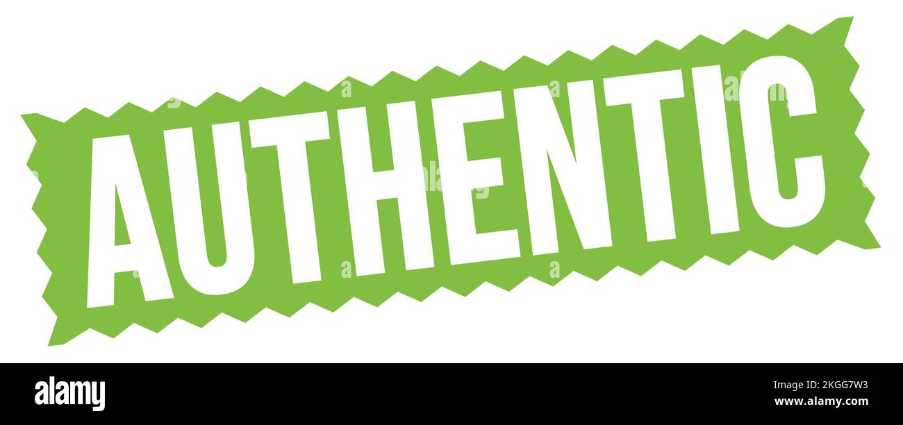 AUTHENTIC text written on green zig-zag stamp sign Stock Photo - Alamy