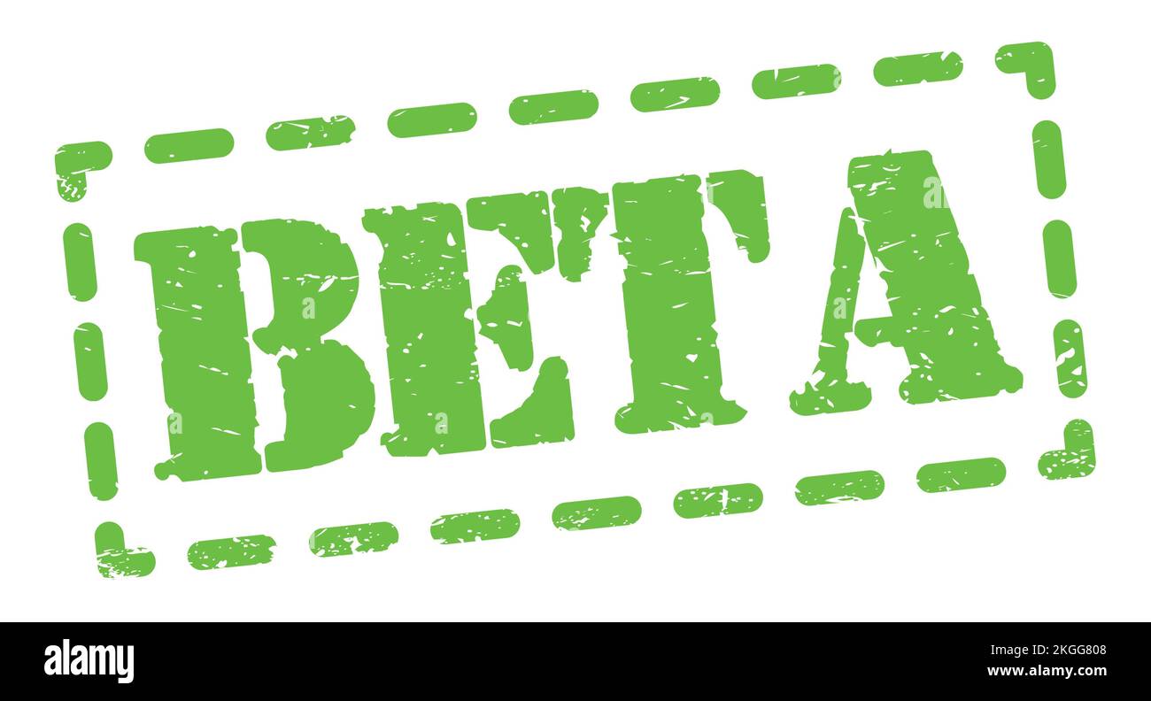 BETA text written on green dash stamp sign Stock Photo - Alamy
