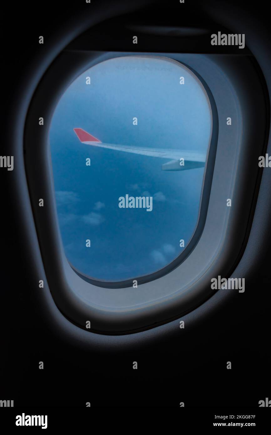 Flight window view Stock Photo - Alamy