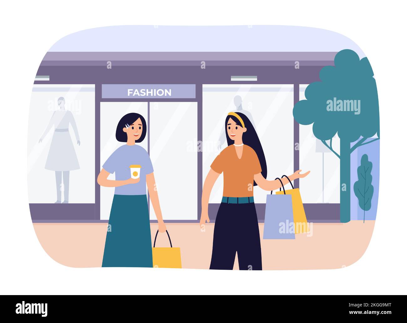Stylish girls shopping Stock Vector Images - Alamy