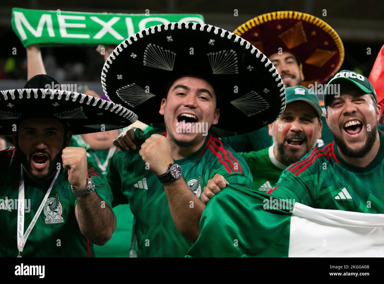 Doha, Qatar, 22nd November 2022. Mexico fans during the FIFA World Cup ... Doha, Qatar, 22nd November 2022. Mexico fans during the FIFA World Cup ...