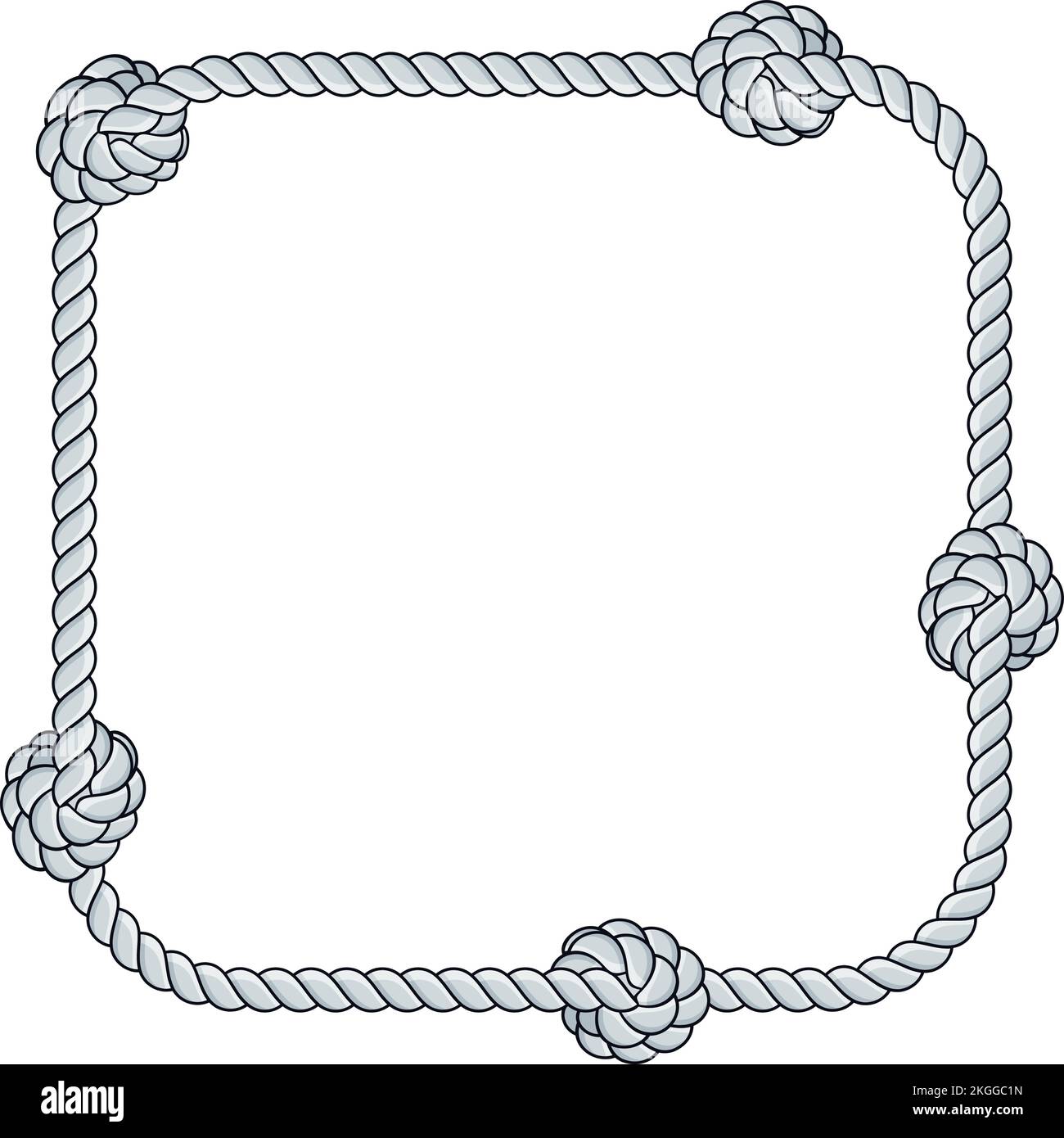 Square rope frame isolated on white background. Twisted cord Stock ...