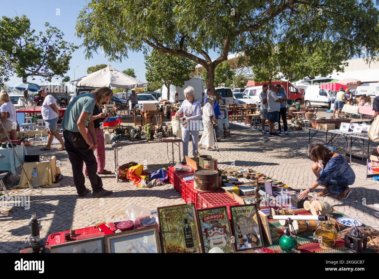 Outdoor flea market, Tavira, Algarve, Portugal Stock Photo - Alamy