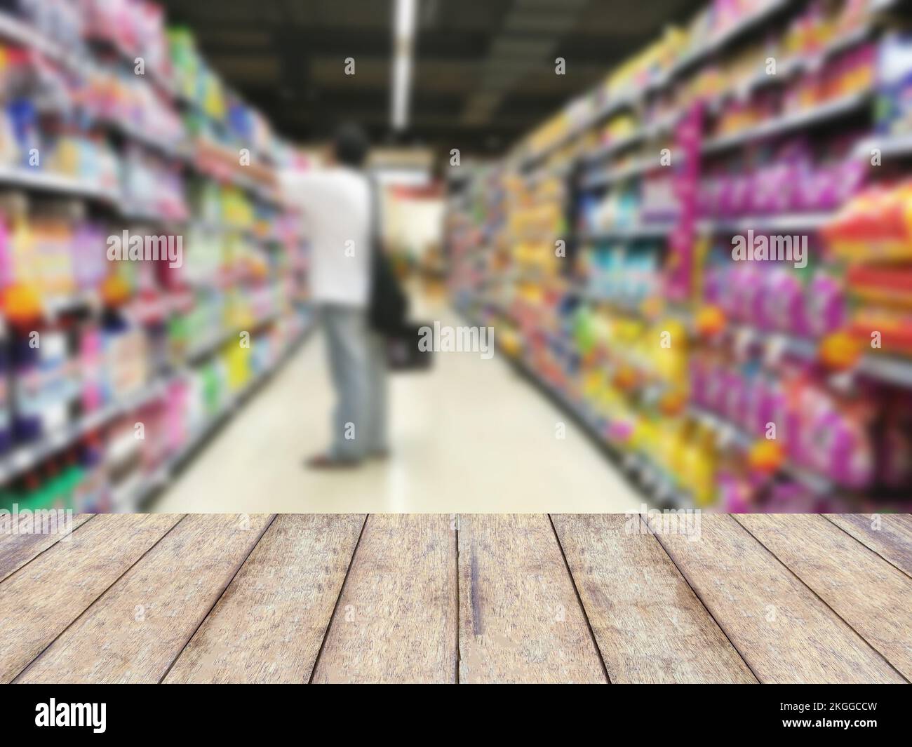 Wood floor and Supermarket blur background, Product display, template ...