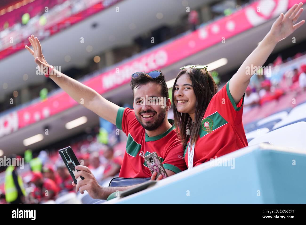 Al Khor, Qatar. 23rd Nov, 2022. Fans react before the Group F match ...